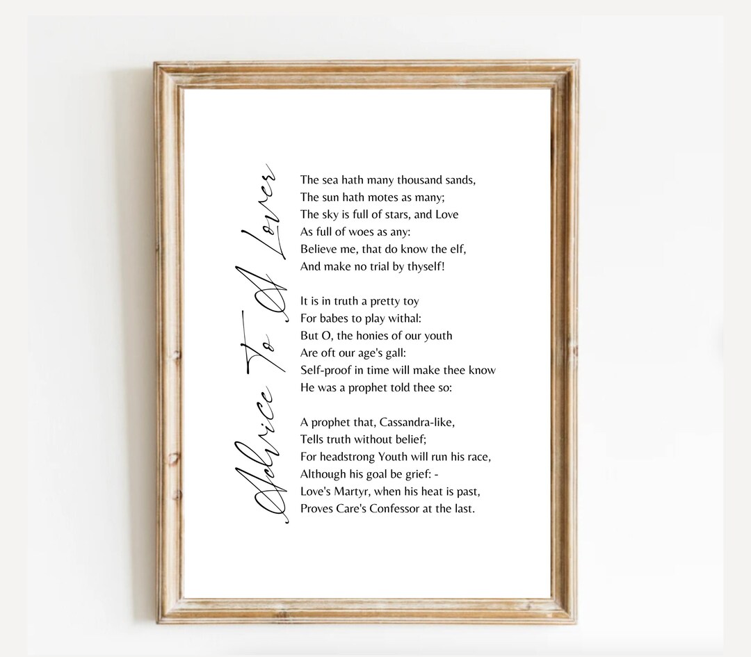 Advice to A Lover Poem | Wedding Present | DIGITAL DOWNLOAD ...