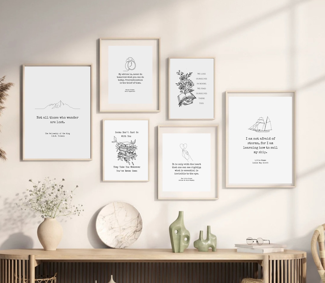 Set of 6 Gallery Wall Set, Bookish Prints, Book Wall Art | Book Lover ...