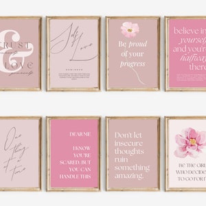 Office Wall Art | Set of 10 PRINTABLES | Home Office Decor | Pink ...
