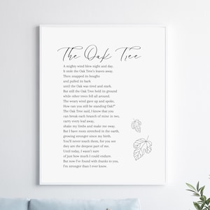 Oak Tree Poem | Nature Wall Art | Inspirational Art Print | Digital ...