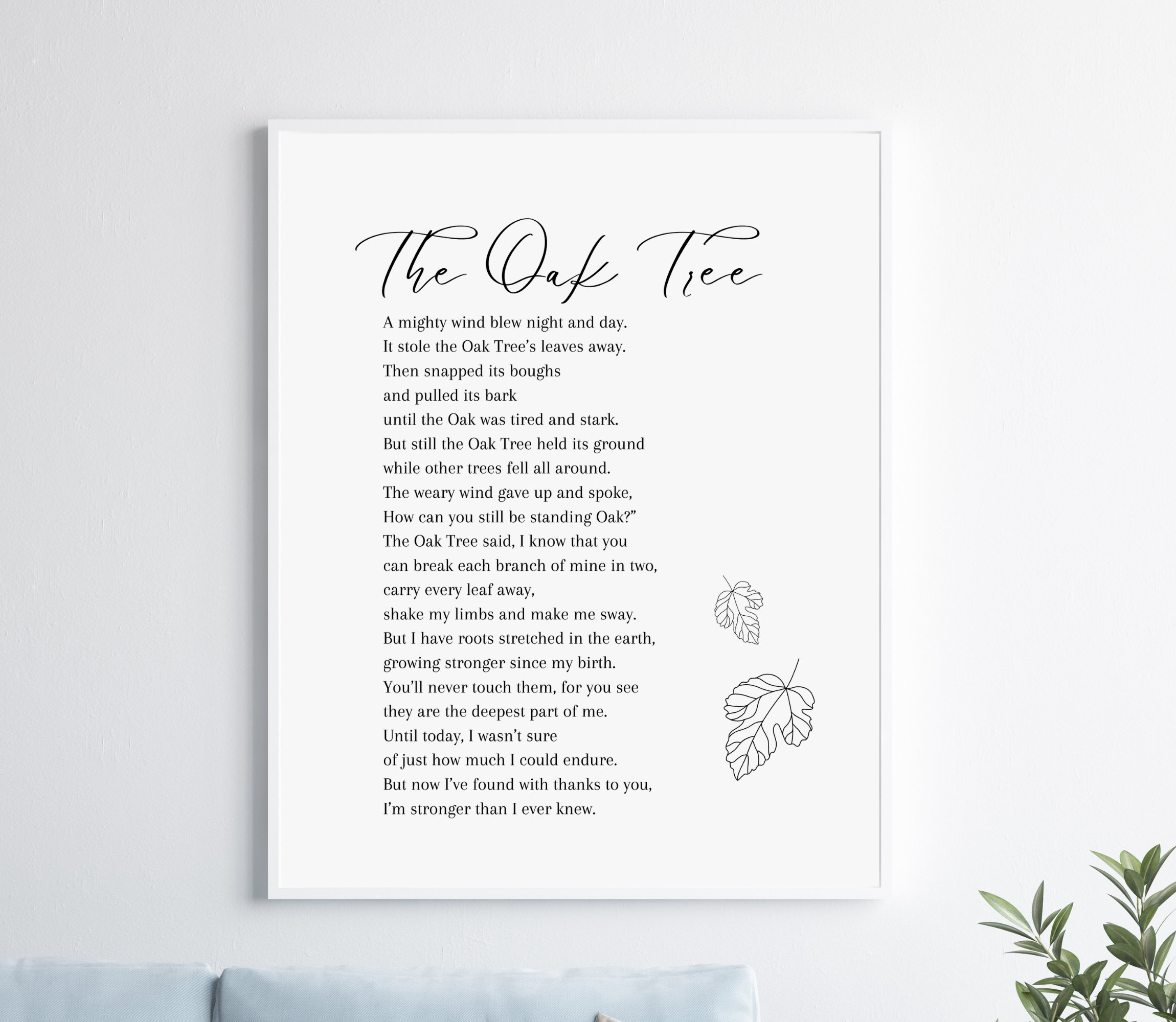 Oak Tree Poem | Nature Wall Art | Inspirational Art Print | Digital ...