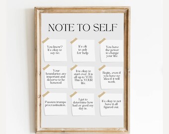 Note to Self Digital Mental Health Poster, Self Love, Self Care ...