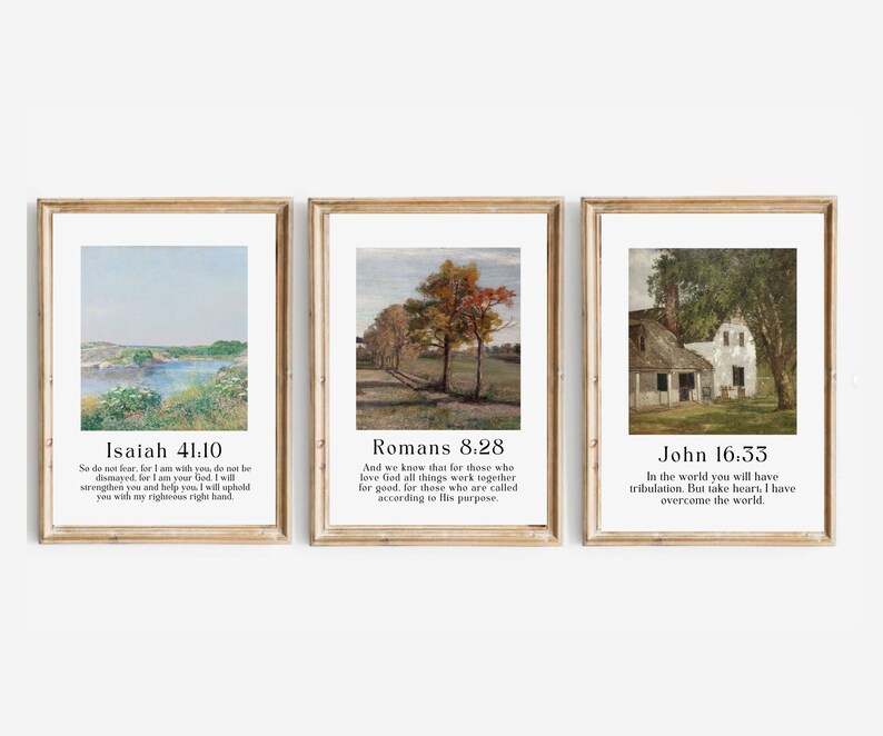 Bible Verse Prints Set of 6 Psalms Vintage Painting PRINTABLE Modern ...