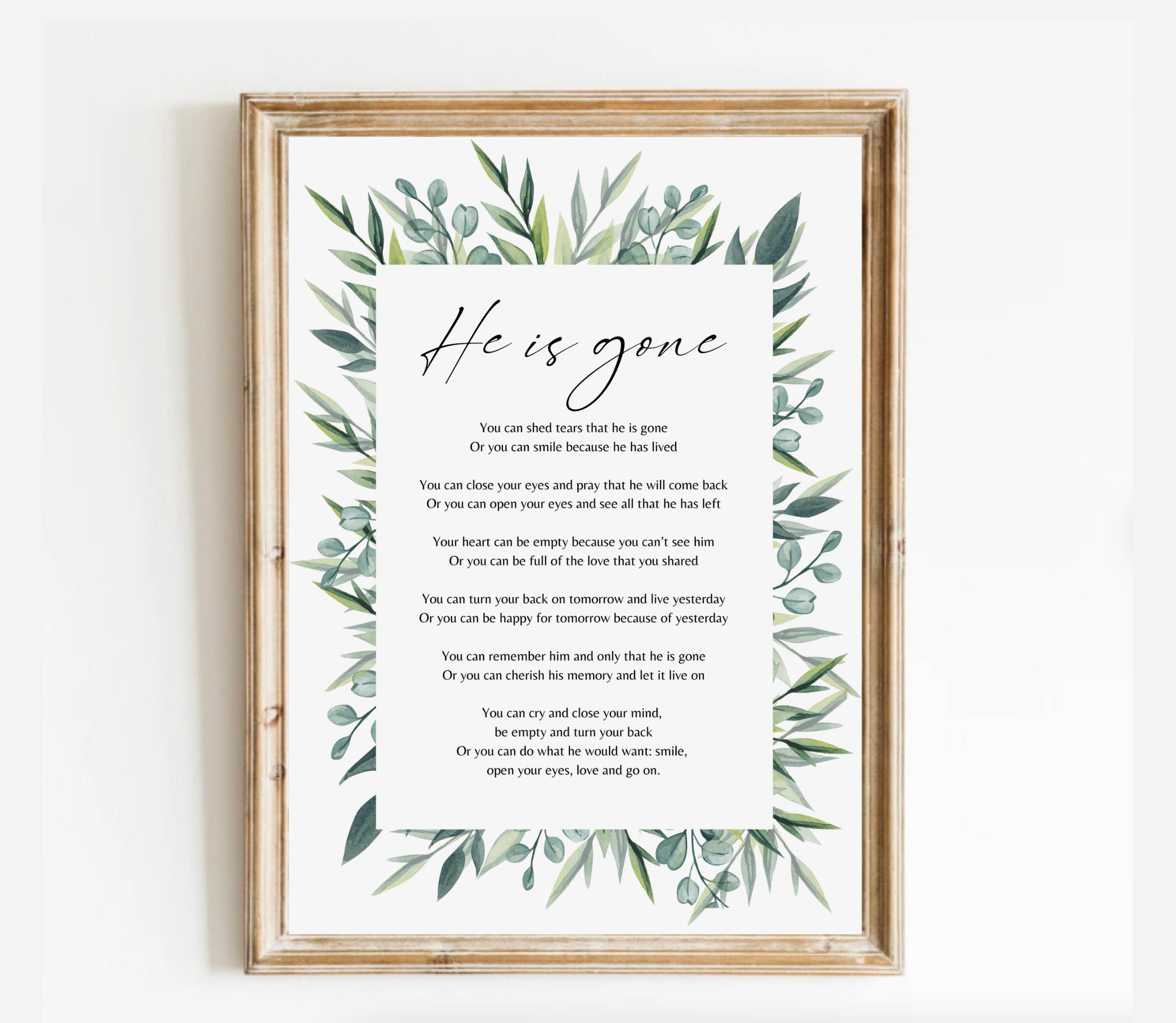 He is Gone David Harkins Printable Poem Digital Download - Etsy