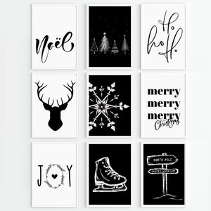 15 Prints, Black and White CHRISTMAS MEGA BUNDLE Wall Prints, Christmas ...