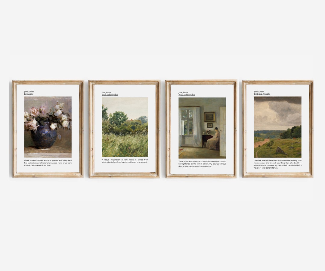 Jane Austen Gallery Art Set, Pride and Prejudice Wall Art, Jane Austen ...