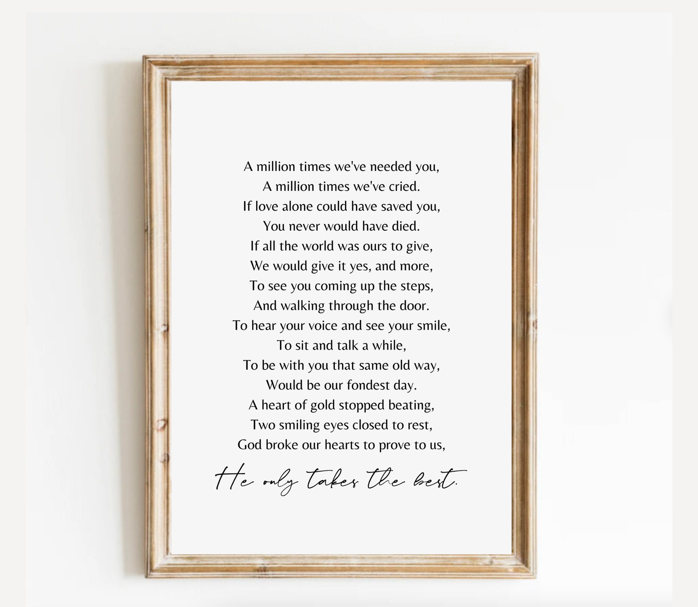 A Million Times Printable Poem He Only Takes the Best - Etsy