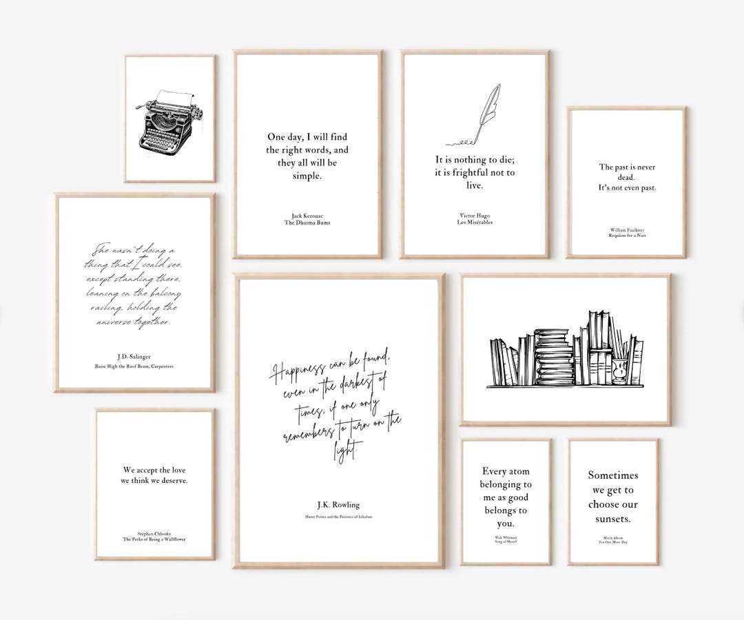 Beautiful Literary Quotes Digital Print – Set of 30 Timeless Book ...