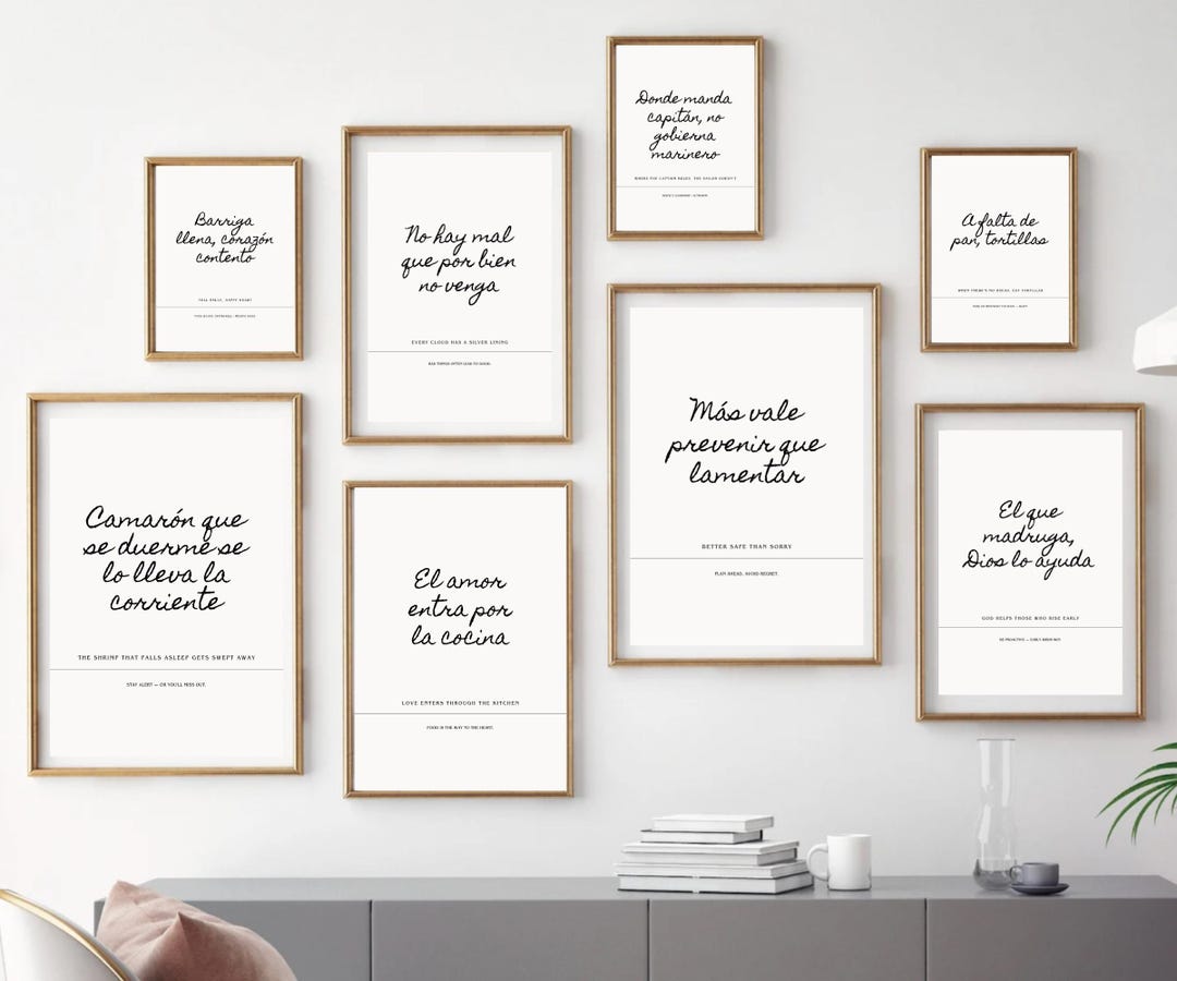 Mexican Proverbs Wall Art Prints: Spanish Sayings, Kitchen Decor ...