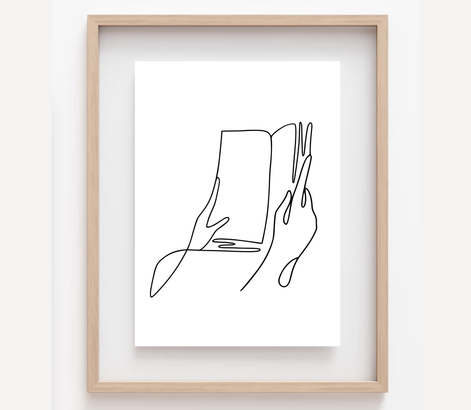 Minimalist Book Line Art, Digital Download, Reading Print, Reader ...