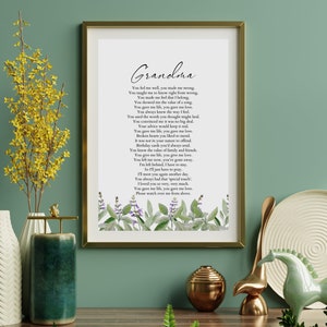 Grandma Memorial Poem. Celebration of Life, Funeral Remembrance Poem ...