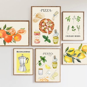 Italian Kitchen Wall Decor | Kitchen Wall Art Set of 8 PRINTABLES ...