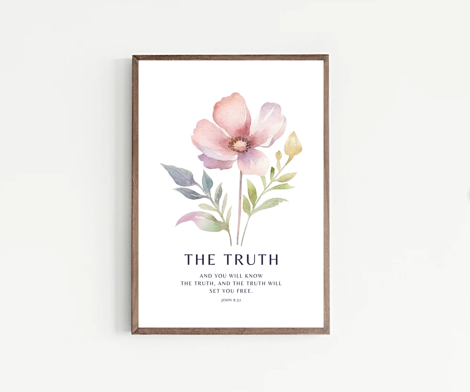 Christian Floral Set of 3, the Way, the Truth, the Life, Bible Verse ...