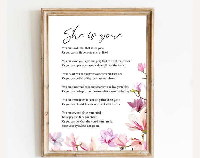 Gone Too Soon Memorial Tribute Poem - Etsy