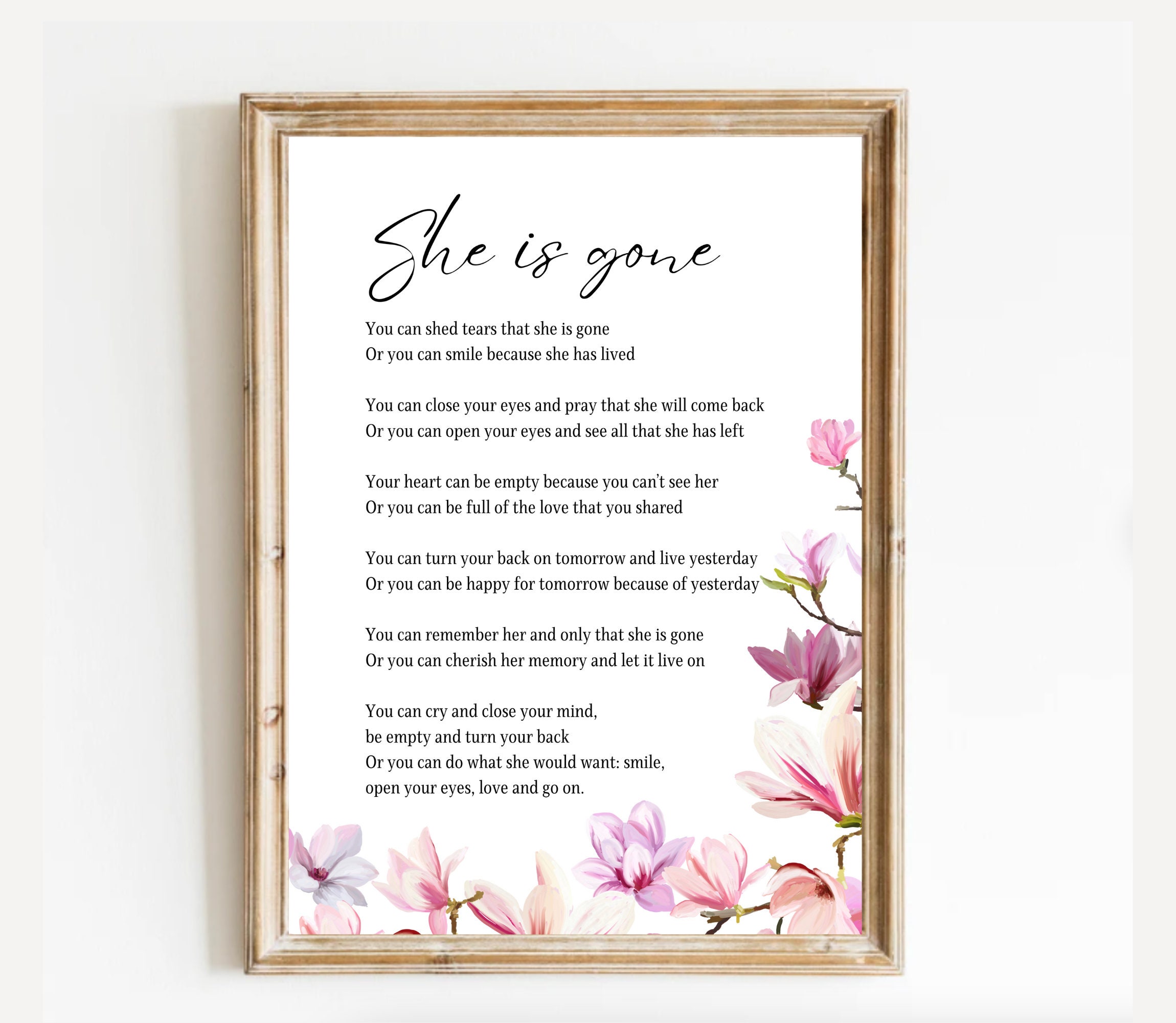 She is Gone David Harkins Printable Poem, Digital Download, Grief Quote ...