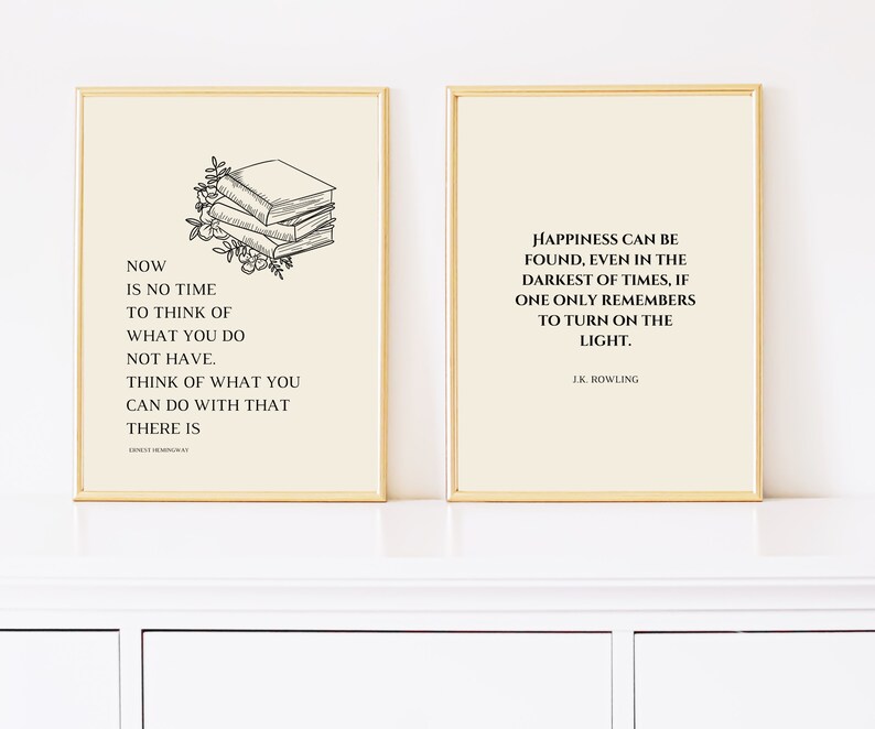 Gallery Wall Set of 9 Prints With Book Quotes, Book Prints, Book Art ...