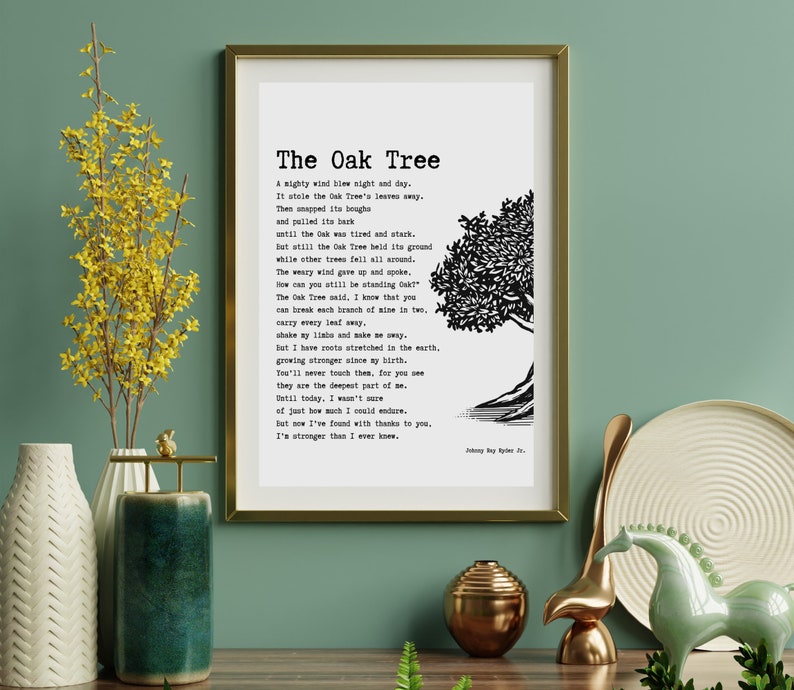 Oak Tree Poem Nature Wall Art Inspirational Art Print - Etsy