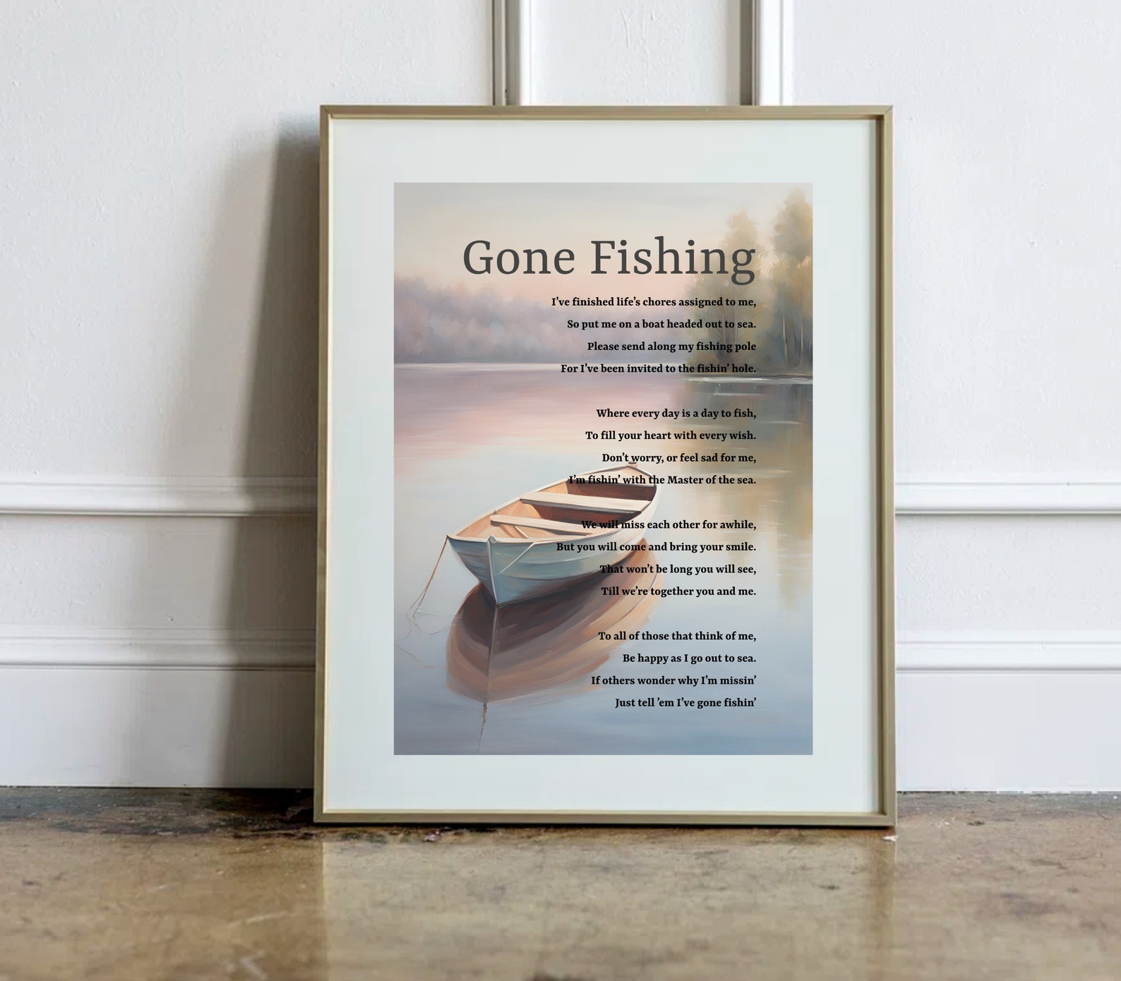 Gone Fishing Poem Ready to Print, Celebration of Life Poem for ...