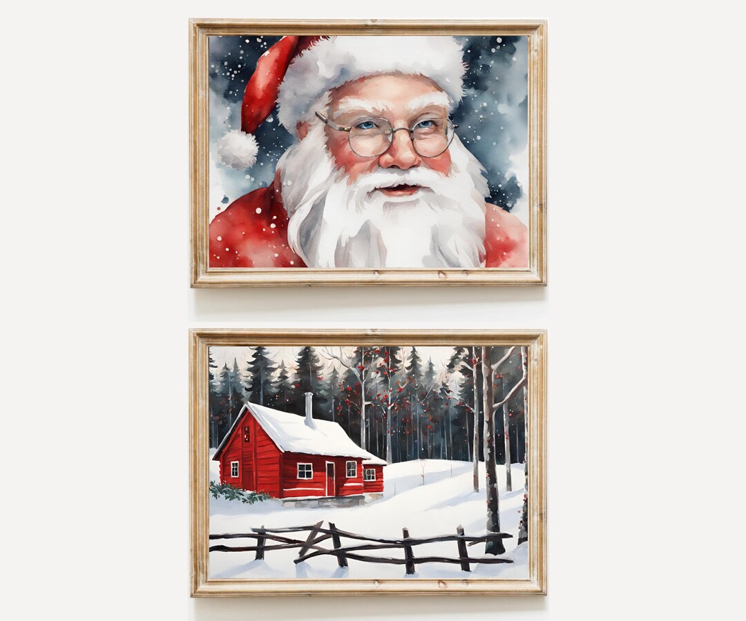 Vintage Christmas Prints Gallery Wall Set | Set of 2 Christmas ...