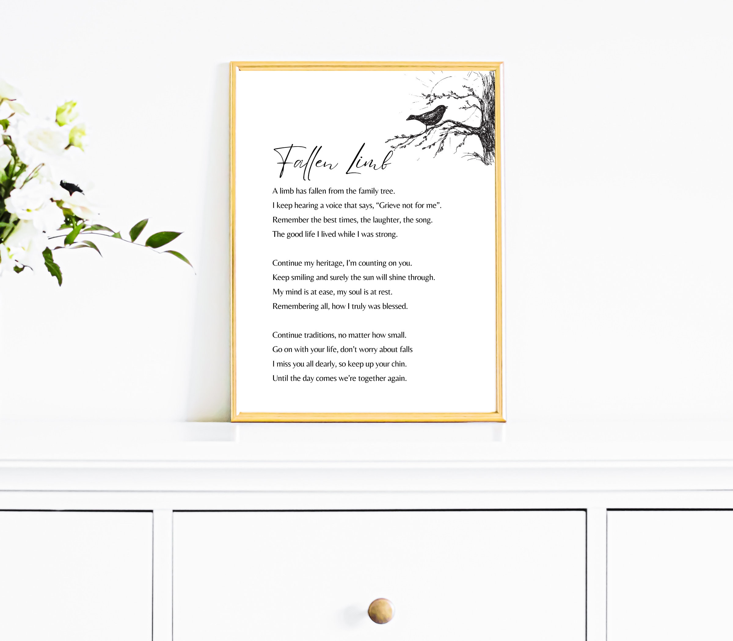 Fallen Limb Memorial Poem. Celebration of Life, Funeral Remembrance ...
