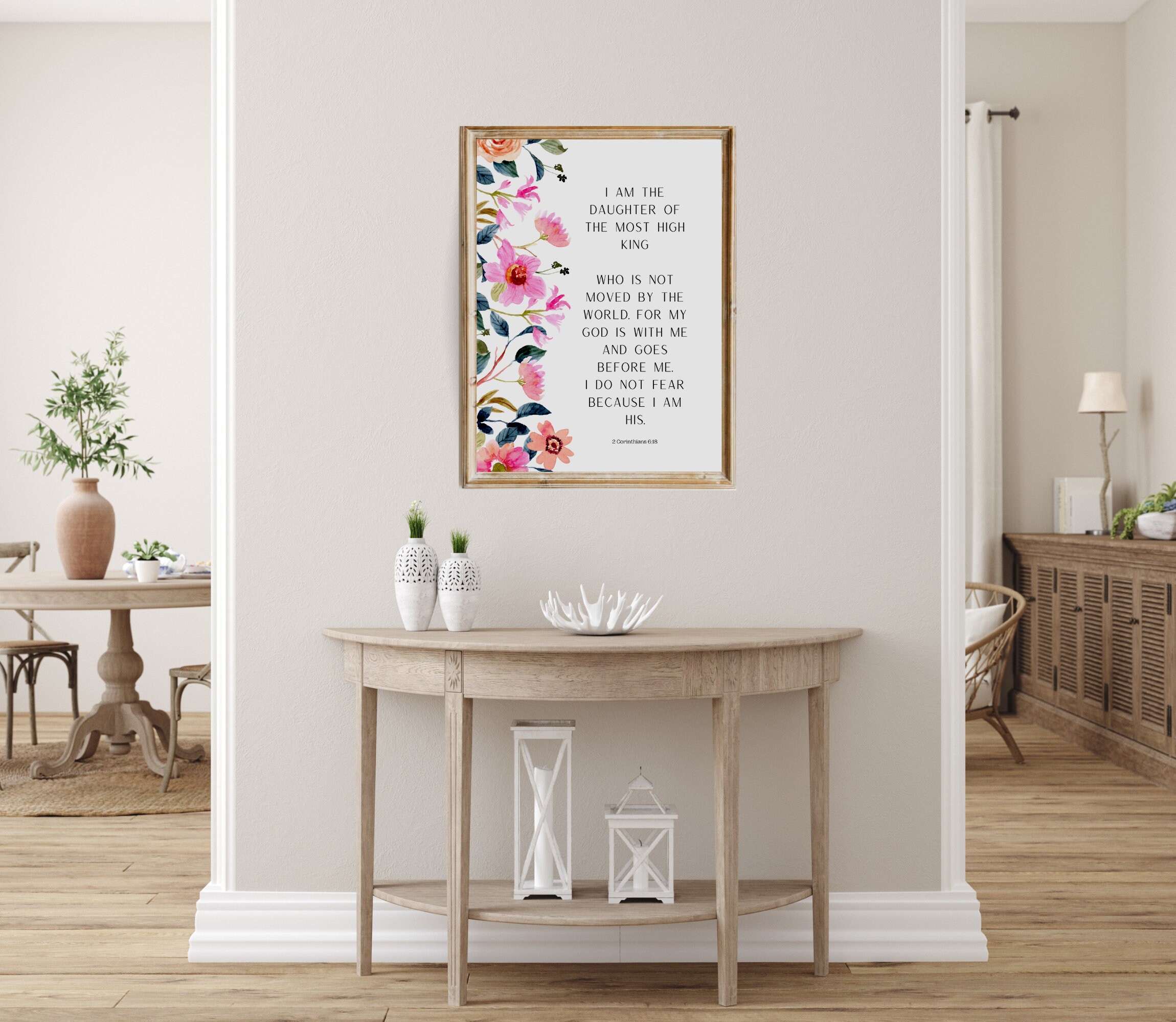 I Am the Daughter of a King Print,2 Corinthians 6:18 Bible Verse Wall ...