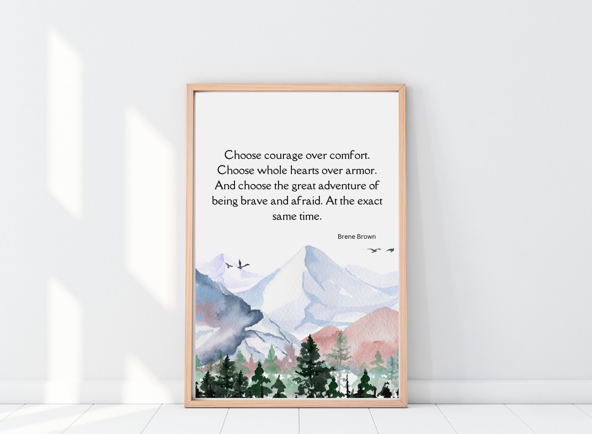 Choose Courage Over Comfort Brene Brown Watercolour Forest and - Etsy ...