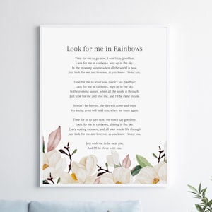 Look for Me in Rainbows | Funeral Poem | Memorial Gift | Loved One ...