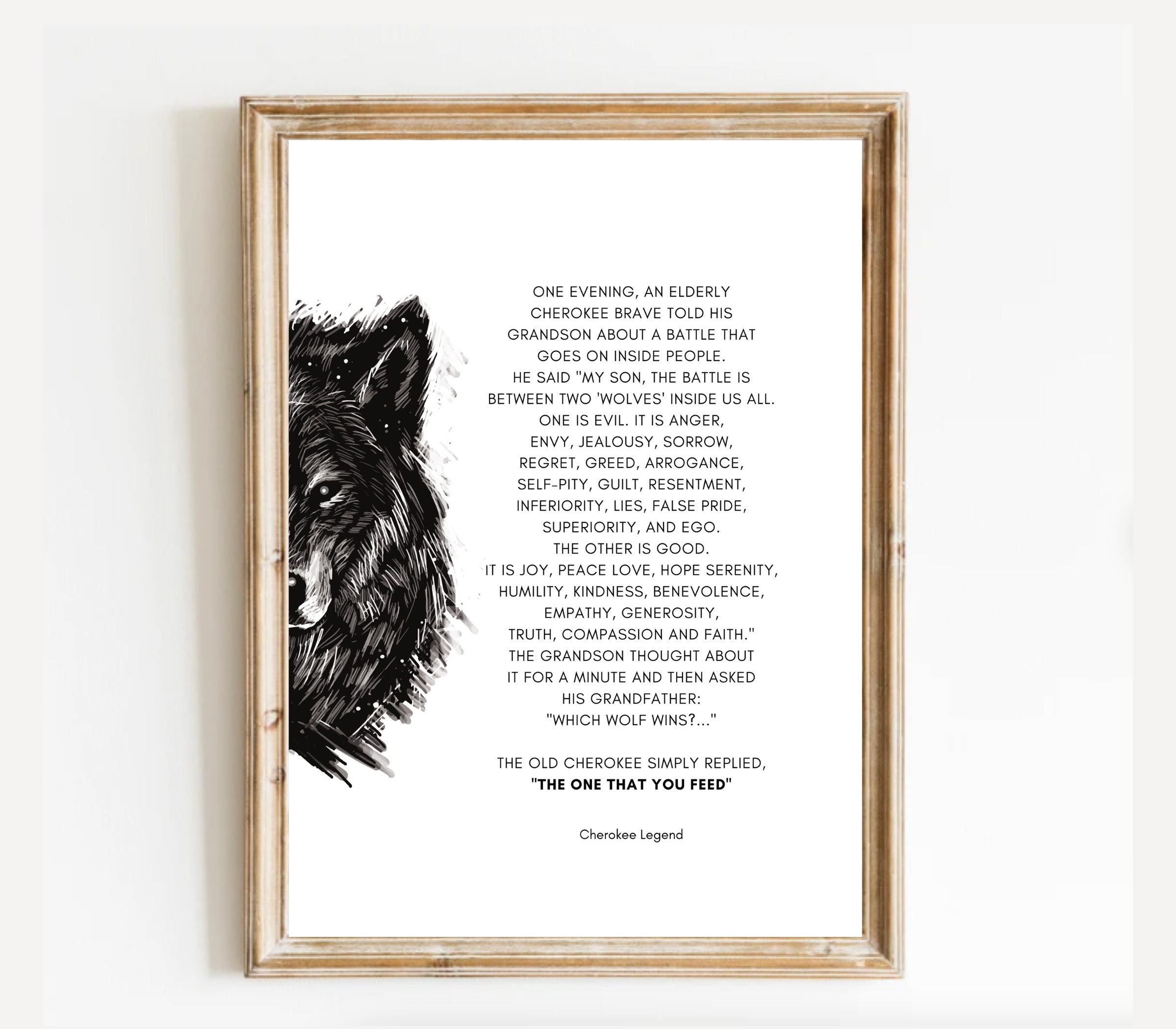 Two Wolves Cherokee Legend Print | Native American Quote (instant ...