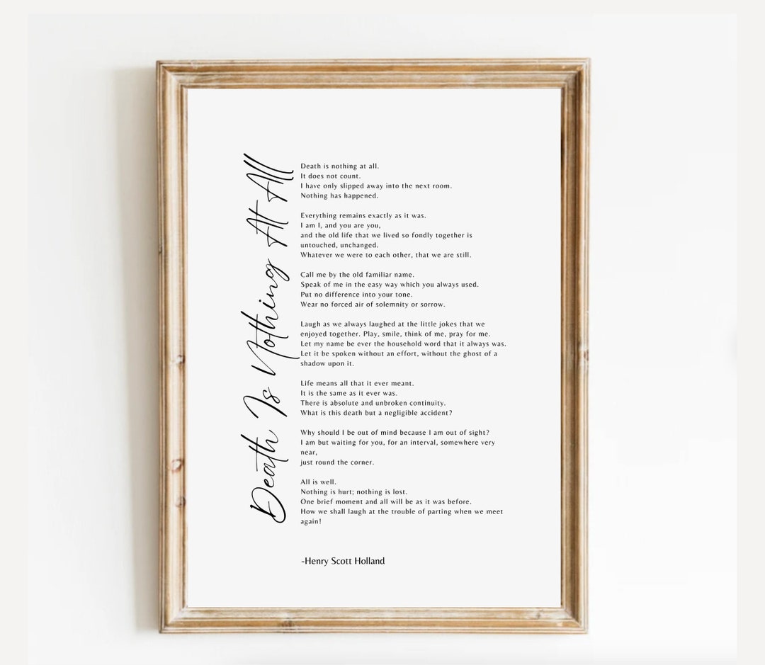 Death is Nothing at All by Henry Scott-holland Printable Poem, Digital ...
