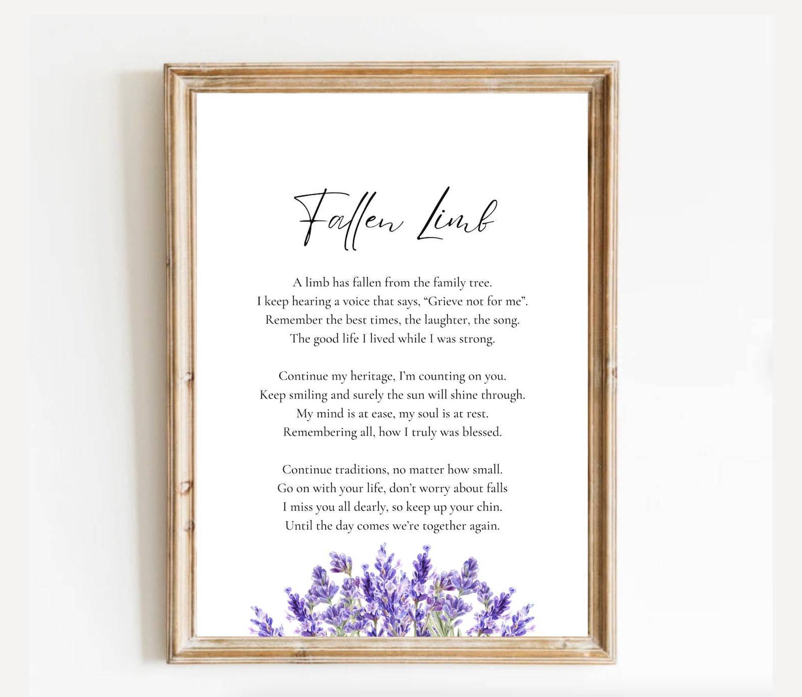 Fallen Limb Memorial Poem. Celebration of Life, Funeral Remembrance ...