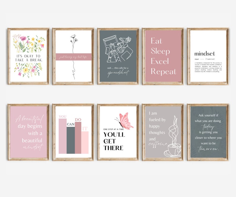 Home Office Set of 10 Prints, Office Wall Decor, Home Office Decor ...