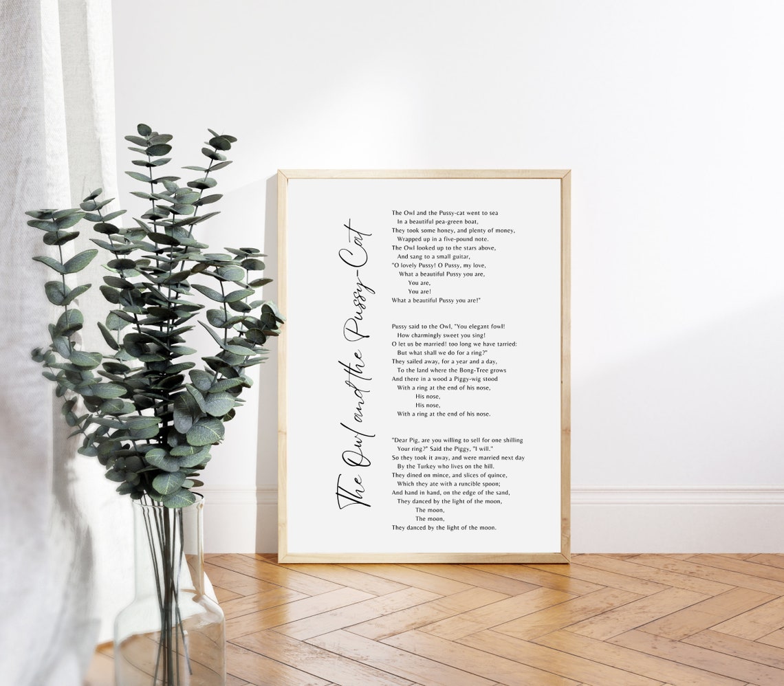 The Owl and the Pussycat by Edward Lear Poem | Wedding Present ...