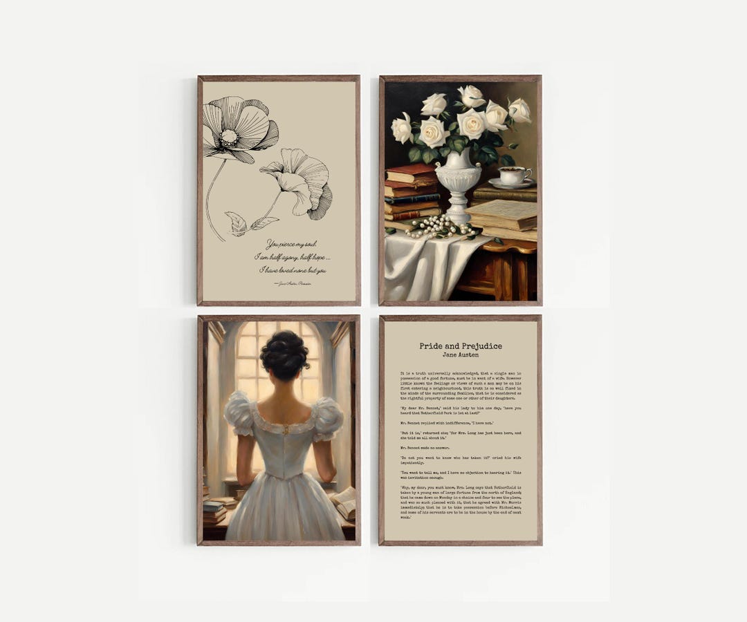 Jane Austen Entire Gallery Art Set, Pride and Prejudice Pemberley Wall ...