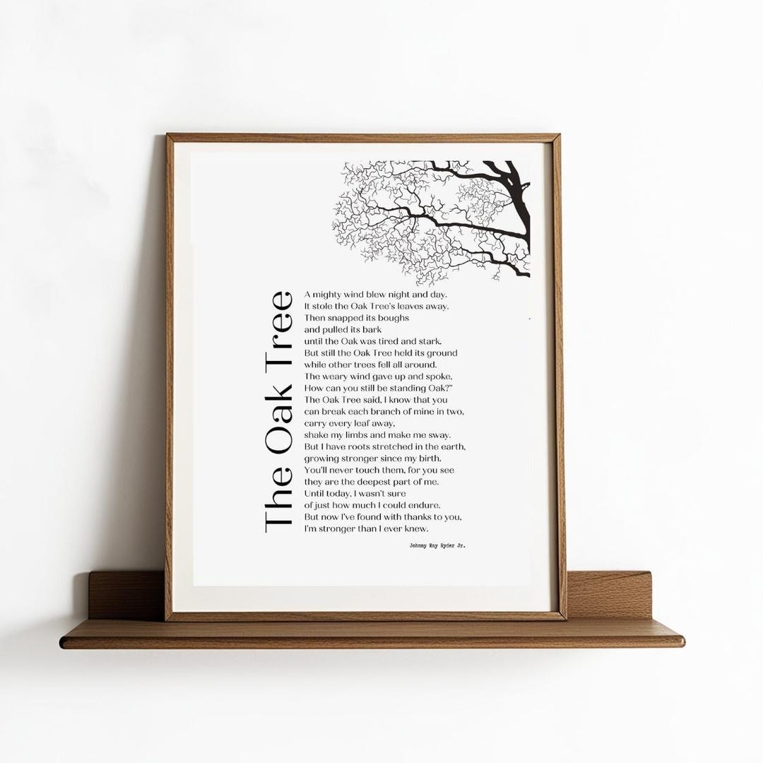 Oak Tree Poem | Nature Wall Art | Inspirational Art Print | Digital ...
