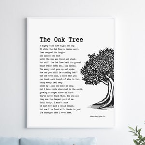 Oak Tree Poem | Nature Wall Art | Inspirational Art Print | Digital ...