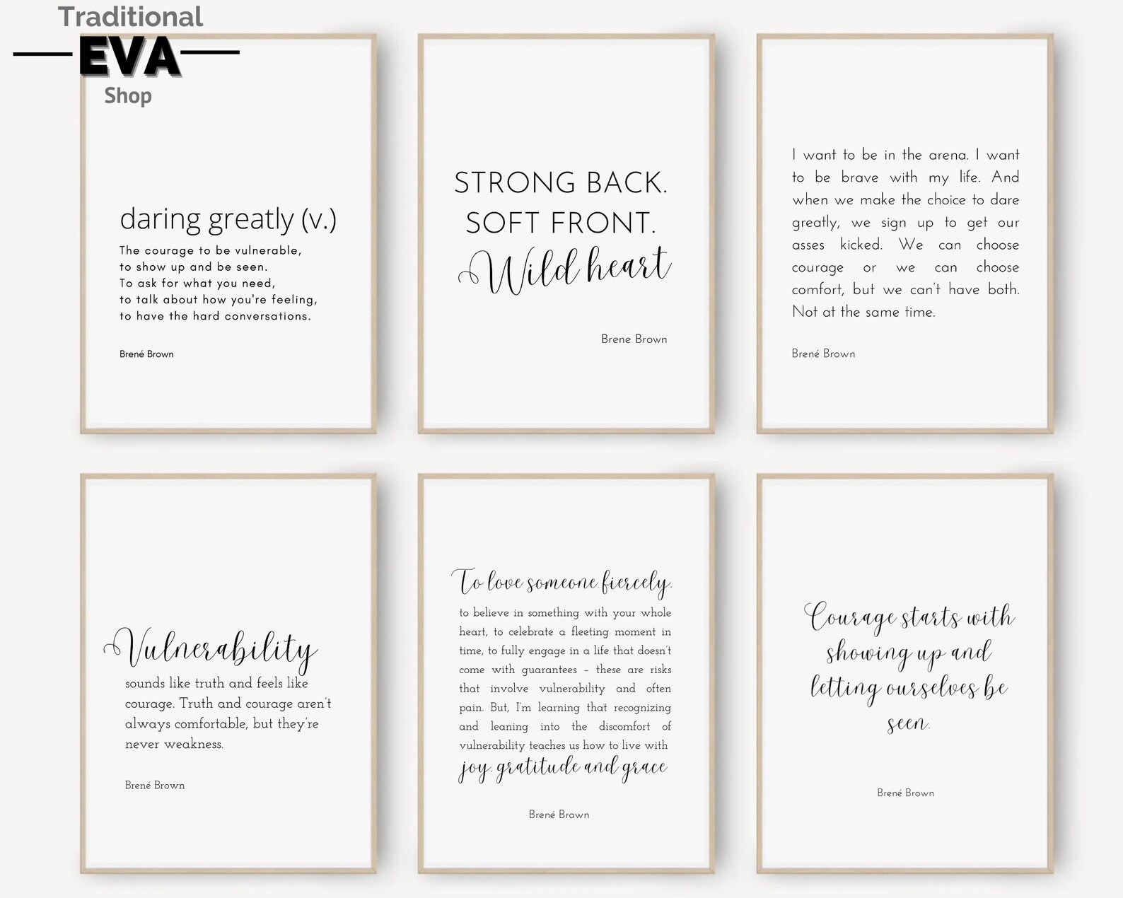 Brene Brown Quotes 6 Piece Wall Art Strong Back. Soft Front - Etsy