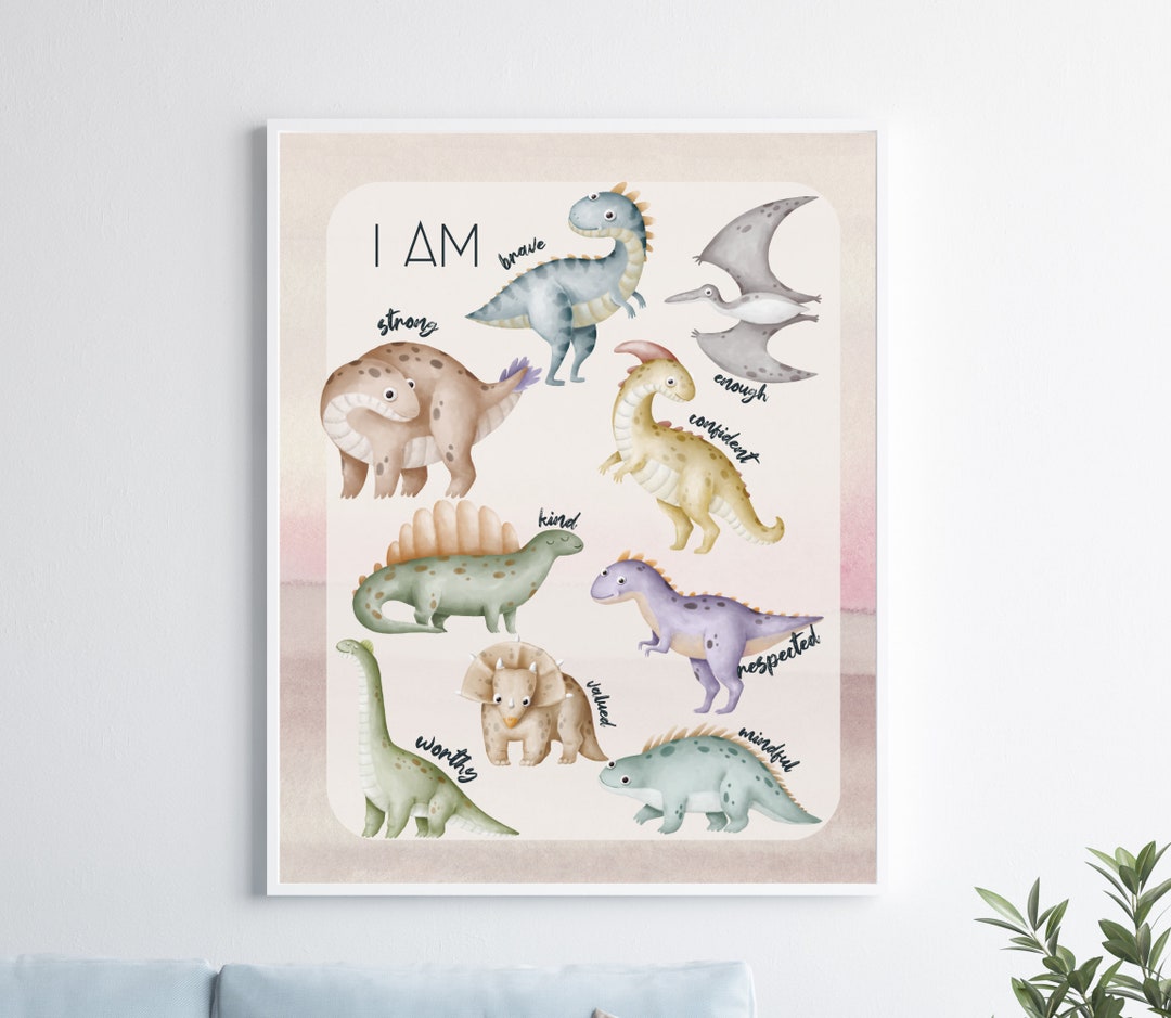 Dinosaur Affirmations Wall Art, Dinosaur Nursery Decor, Kids Room Decor ...