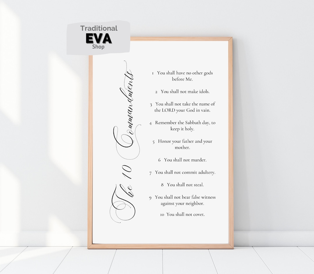 The Ten Commandments, the 10 Commandments Printable, Hand Lettered ...