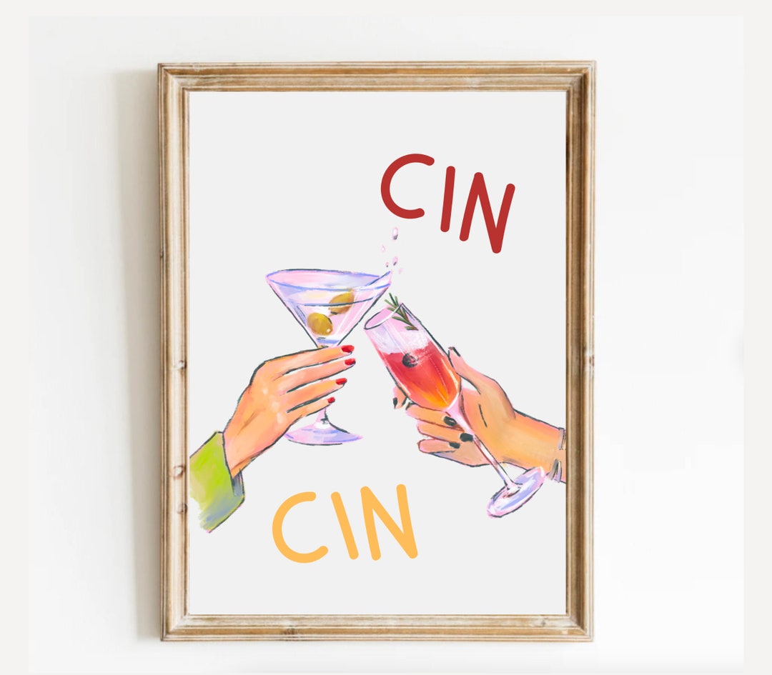 Cin Cin Wall Art | Bar Print | Funny Bar Decor | Cheers Print | Bar ...