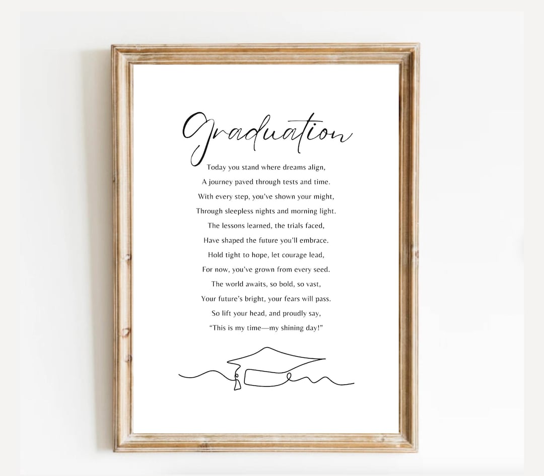 Graduation Poem Printable – Inspirational Digital Download for ...