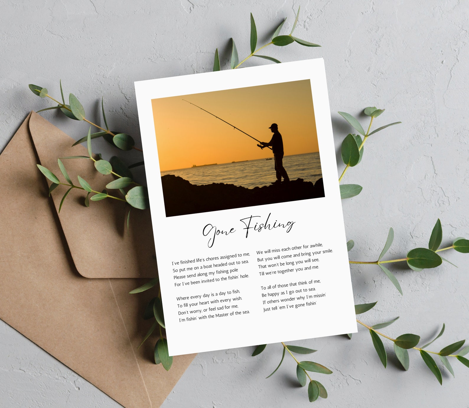 Personalized Gone Fishing Poem Ready to Print, Celebration of Life Poem ...