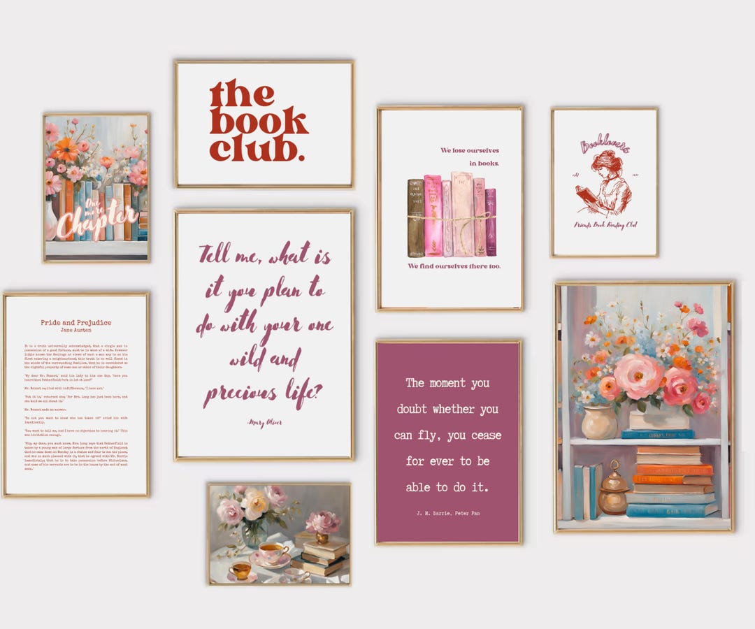 Set of 15 Gallery Wall Set, Bookish Prints, Book Wall Art | Book Lover ...