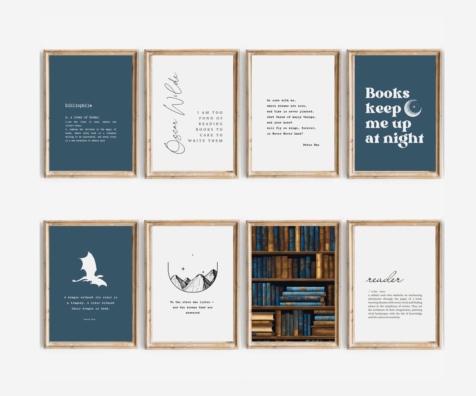 Gallery Wall Set of 14 Prints With Book Quotes, Book Prints, Book Art ...