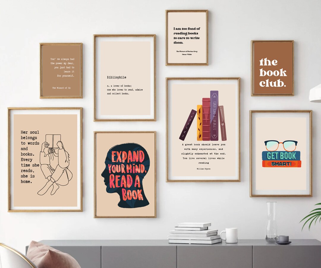 Gallery Wall Set of 14 Prints With Book Quotes, Book Prints, Book Art ...