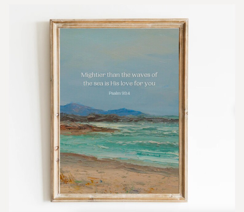 Mightier Than the Waves of the Sea Wall Art Psalm 93:4 Bible Verse Wall ...