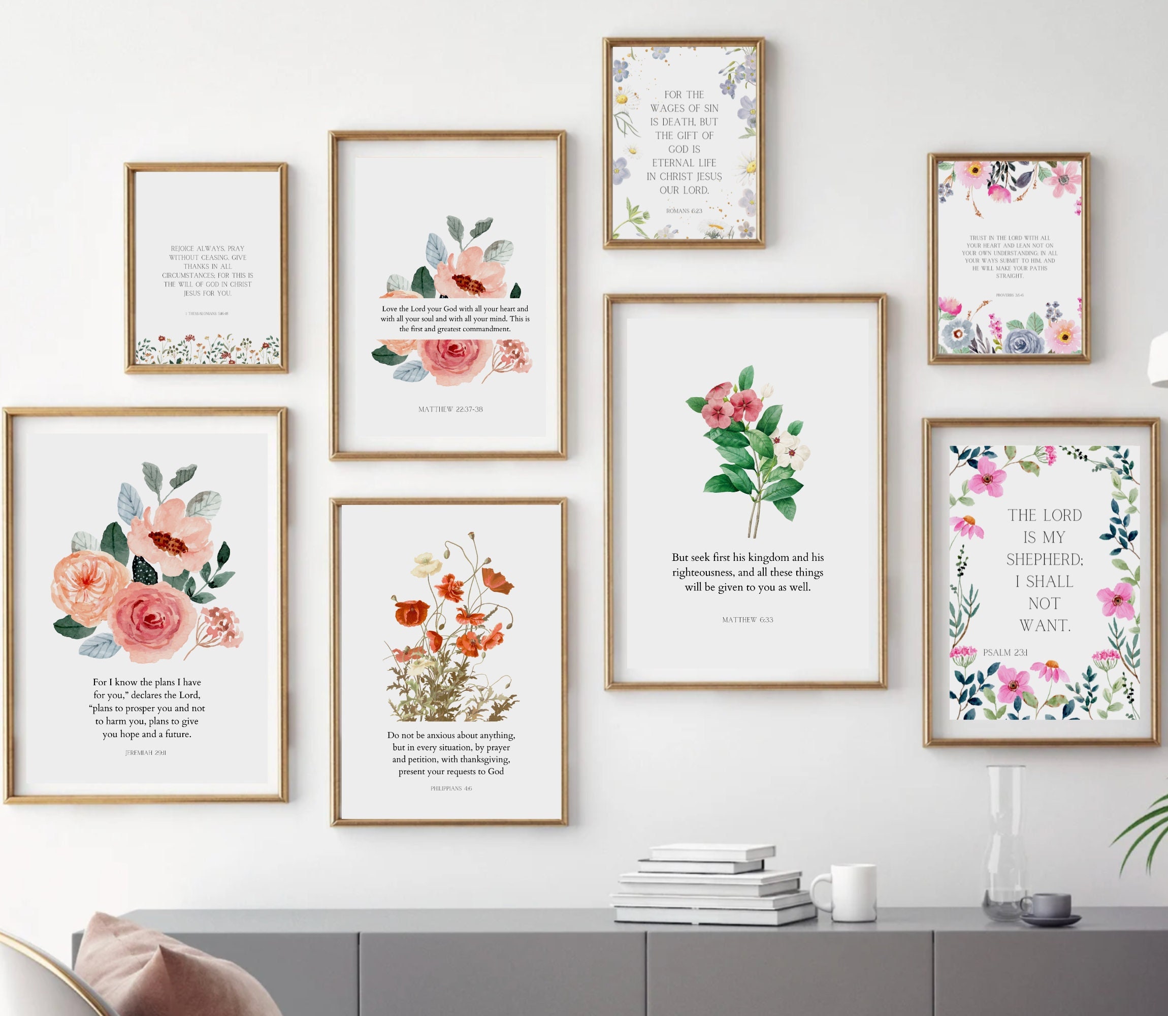 Modern Scripture Wall Art, Set of 10 Psalms Prints, Psalms Bible Verse ...