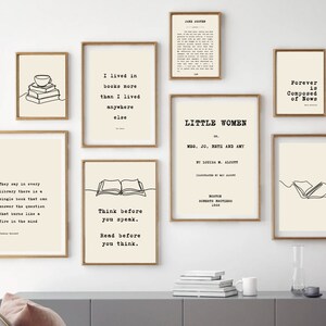 Gallery Wall Set of 10 Prints With Book Quotes, Bookworm Wall Art ...