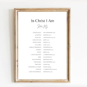 In Christ I Am Identity, Bible Verse Print, Christian Gift, Scripture ...