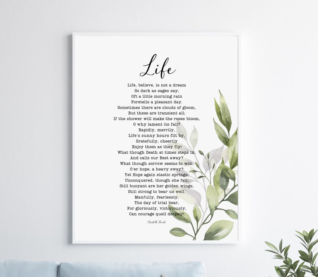 Charlotte Bronte Love Poem Poem Poetry Wall Art Instant Download High ...