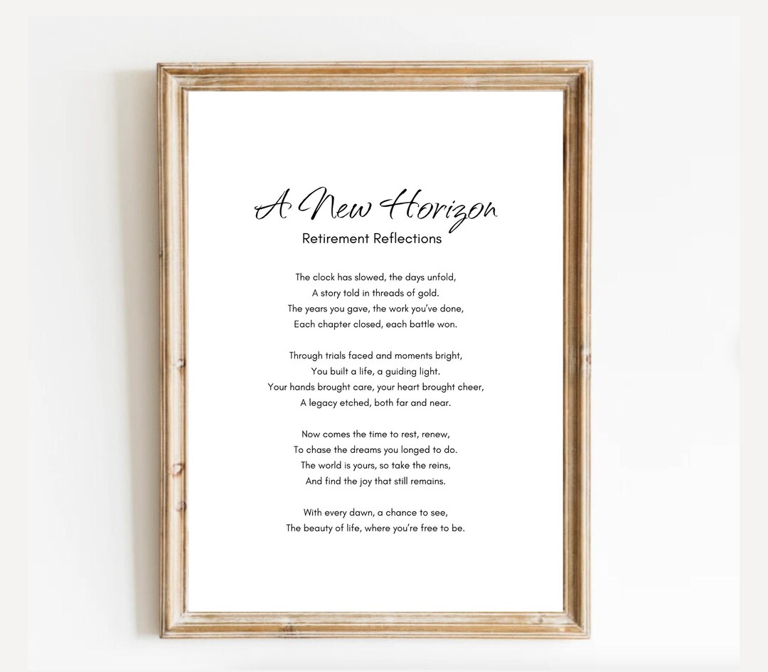 Retirement Poem Digital Download – Printable Wall Art, Gift for ...